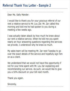 Business Referral Thank You Note Template