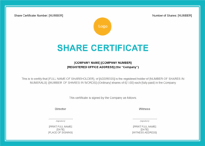 Business Share Certificate Template (Word)