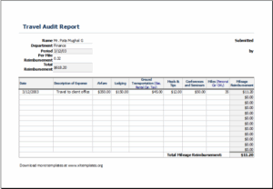 Business Travel Audit Worksheet Template