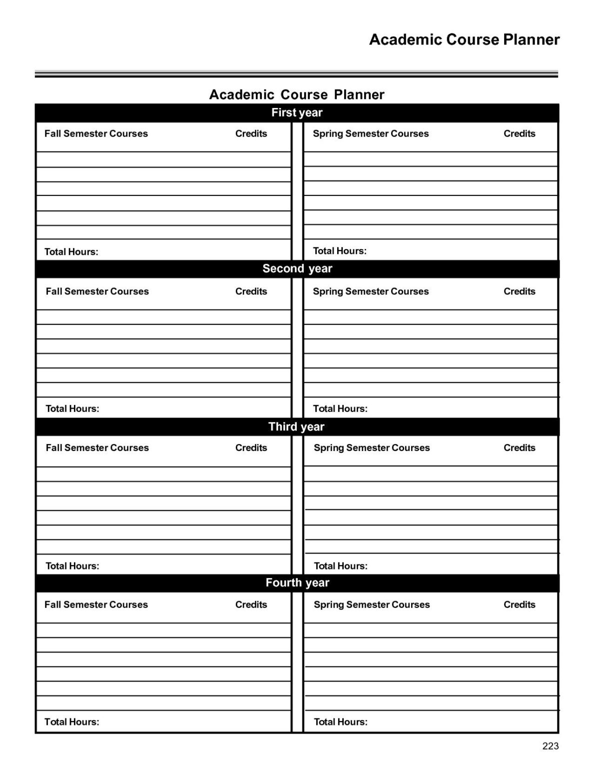 Printable Academic Planning Template