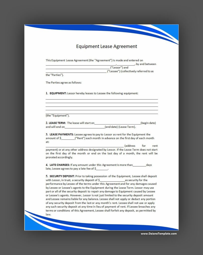 Free Machine Lease Agreement Template