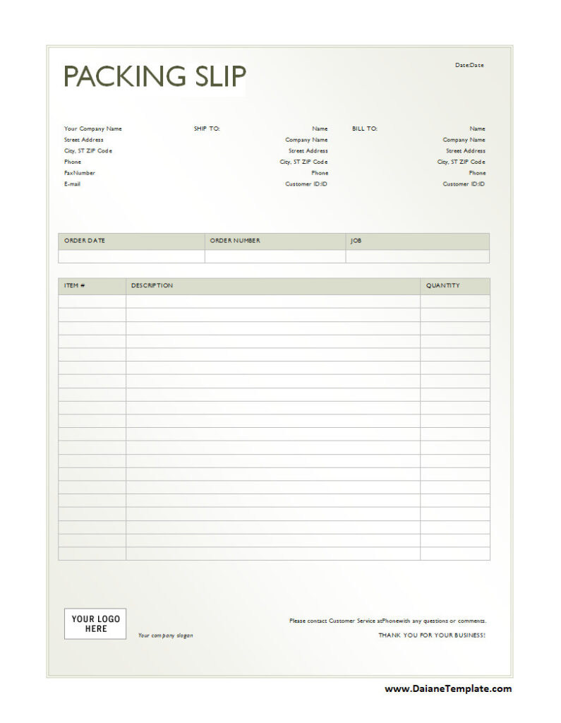 Free Printable Packing Slip Template