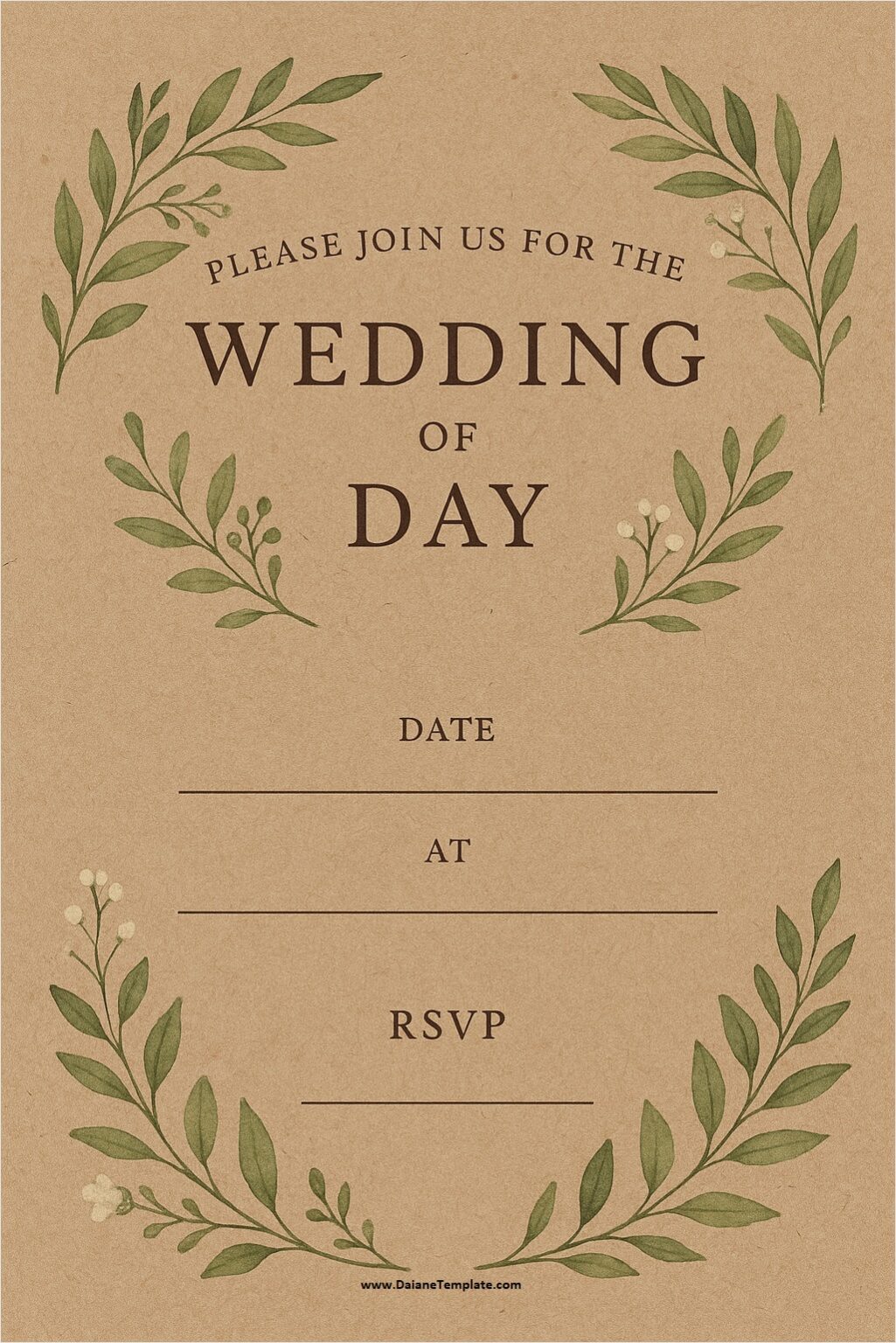 Free Rustic Wedding Invitation Template