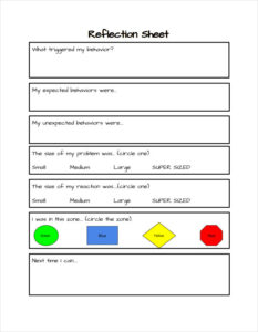 Behavior Reflection Sheet Template