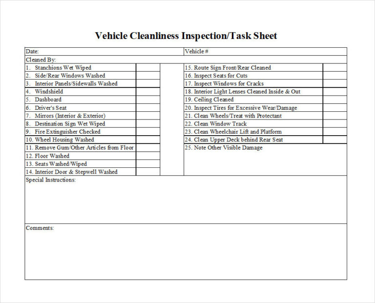 Auto Detailing Checklist Template