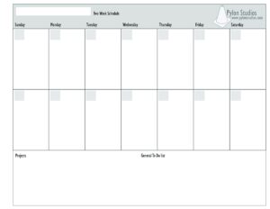Printable 2-week Calendar Template