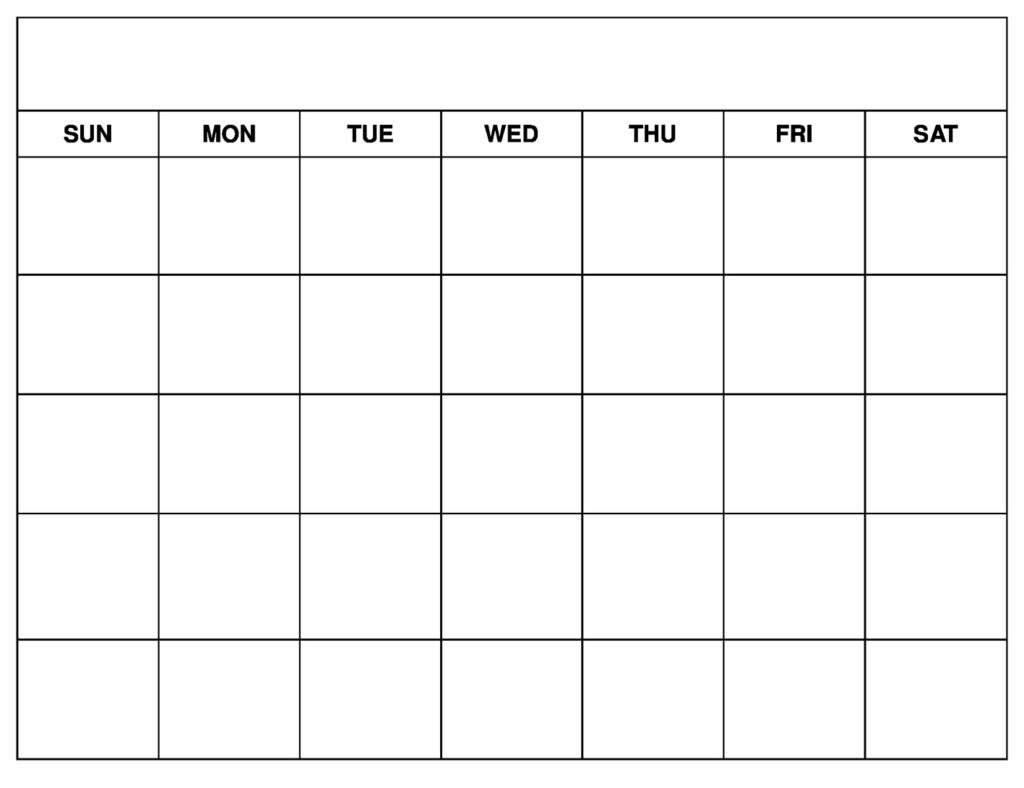 Free Printable Blank Monthly Calendar Template