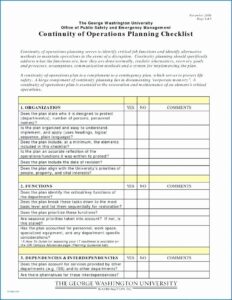 Business Continuity Plan Checklist Template