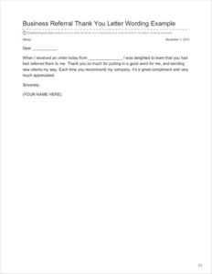 Business Referral Thank You Note Template