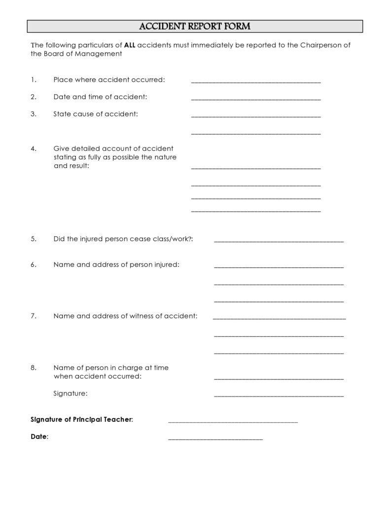 Printable Accident Report Form