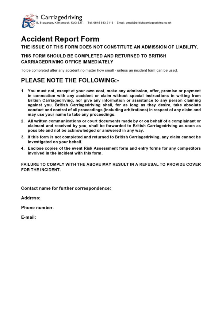 Printable Accident Report Form