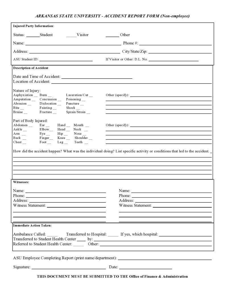 Printable Accident Report Form
