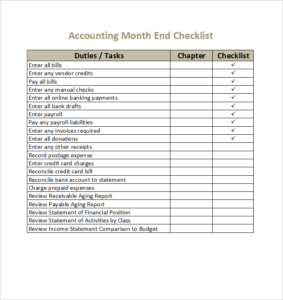 Accounting Month-End Checklist Template