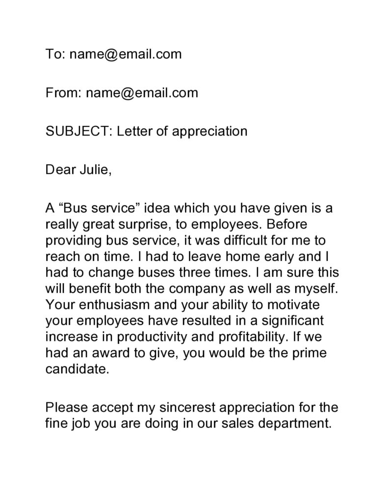 Appreciation Letter Template (Word)