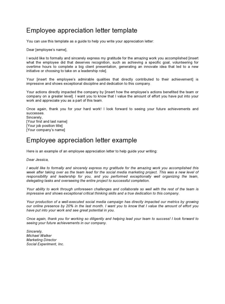 Appreciation Letter Template (Word)