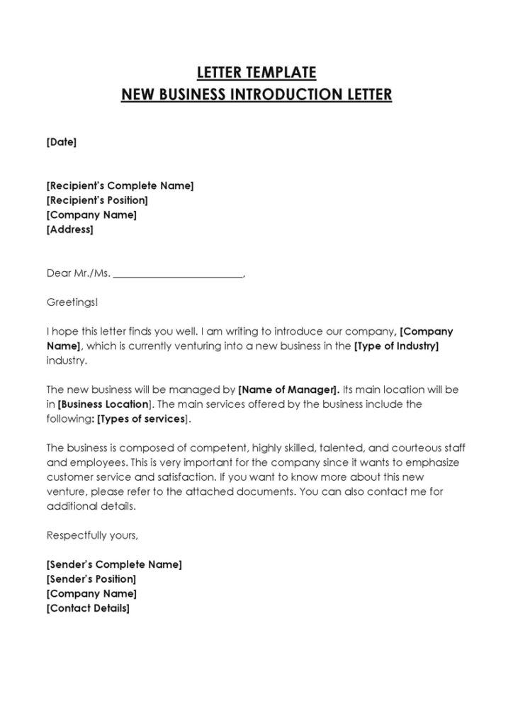 Business Introduction Letter Template (Word)